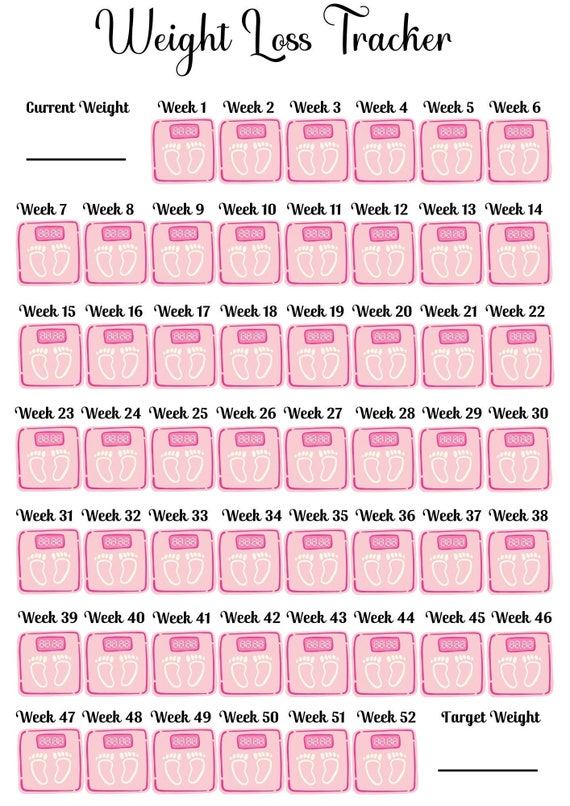 Weight Tracking Chart Printable 52 Week Weight Loss Tracker Printable