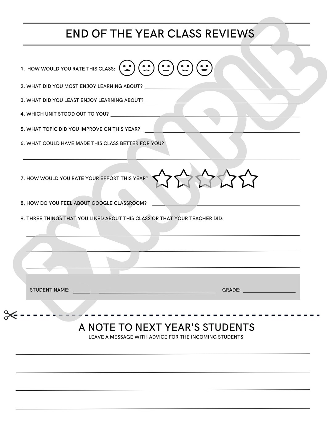 End of the Year Class Reviews - Etsy