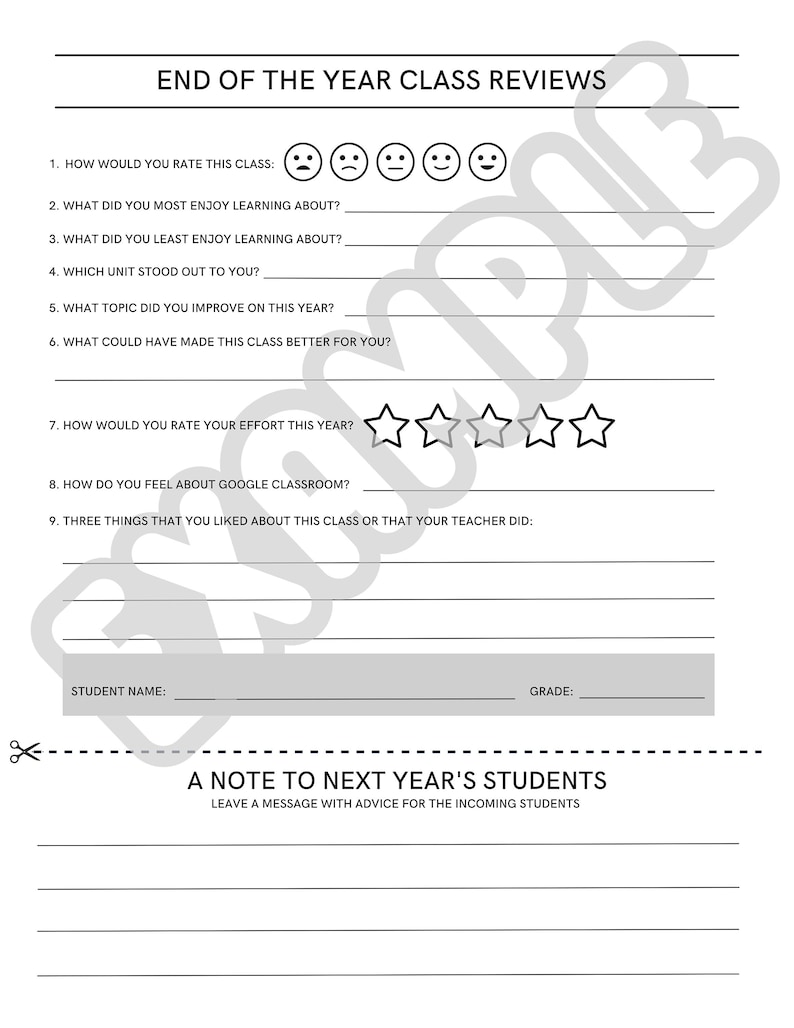 End of the Year Class Reviews - Etsy