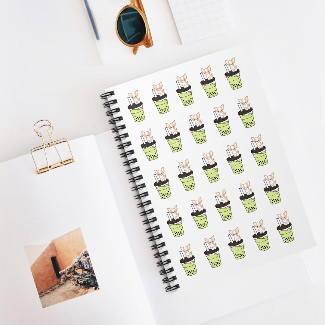 Anime Dog Matcha Spiral Notebook - Cute Puppy Journal Ruled Line ...