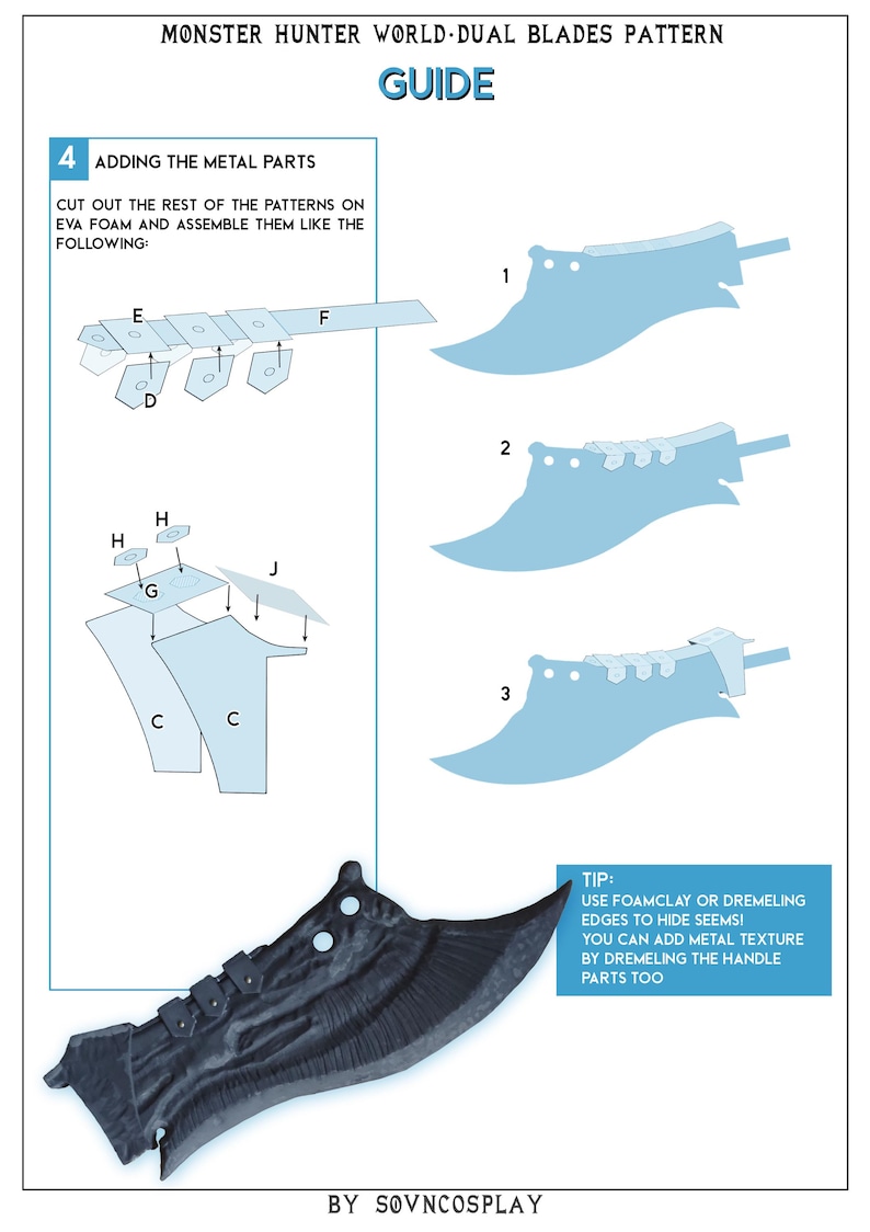 Monster Hunter Dual Blades PATTERN + GUIDE Cosplay Prop - Etsy