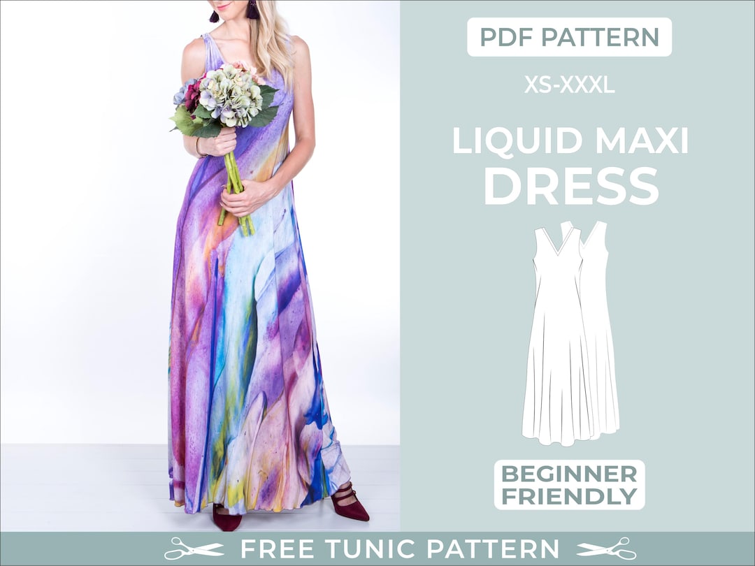Sleeveless Summer Maxi Dress Pattern - Beginner-friendly Sewing. XS ...