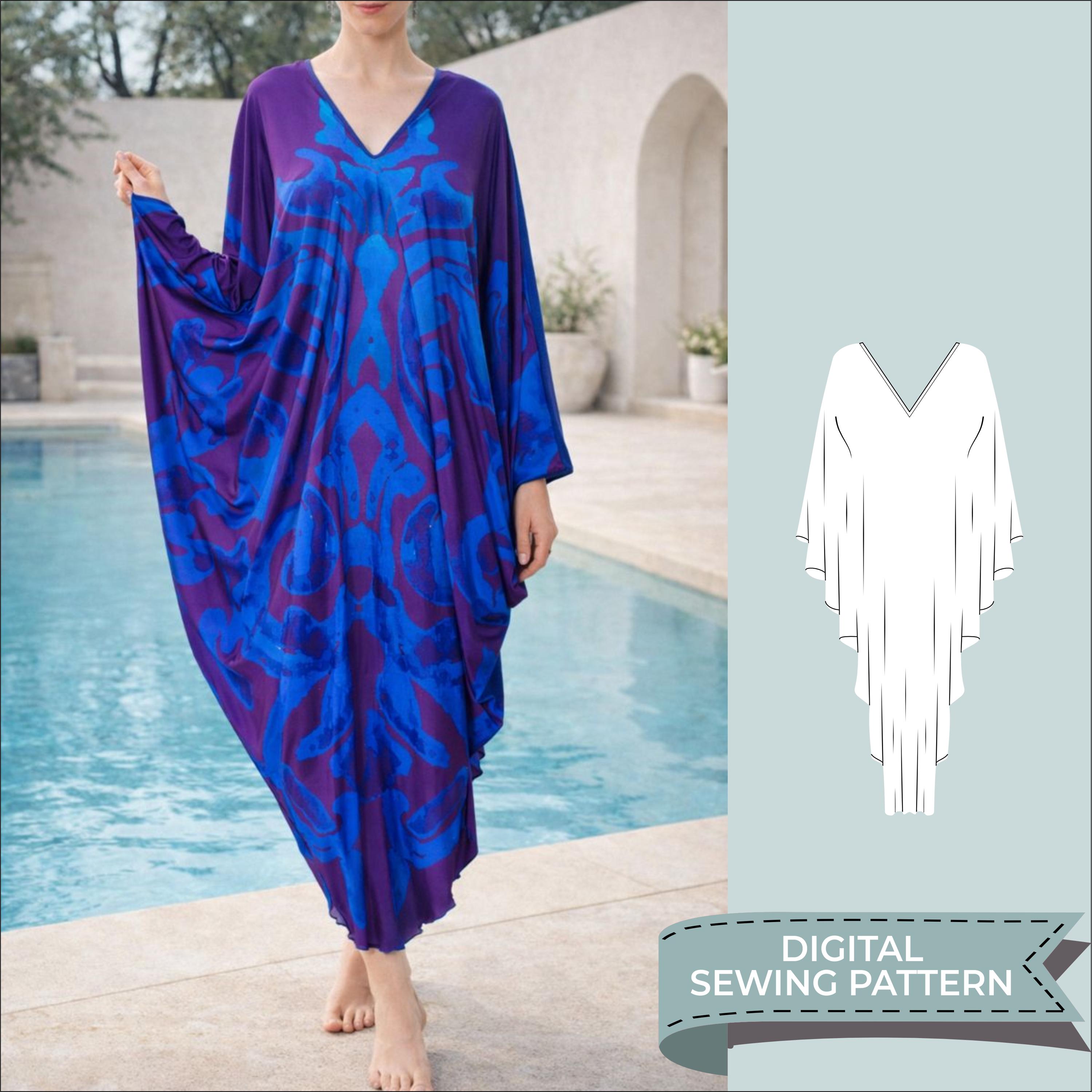 Kaftan Maxi Dress Sewing Pattern PDF | Easy Beginner Kaftan Dress ...