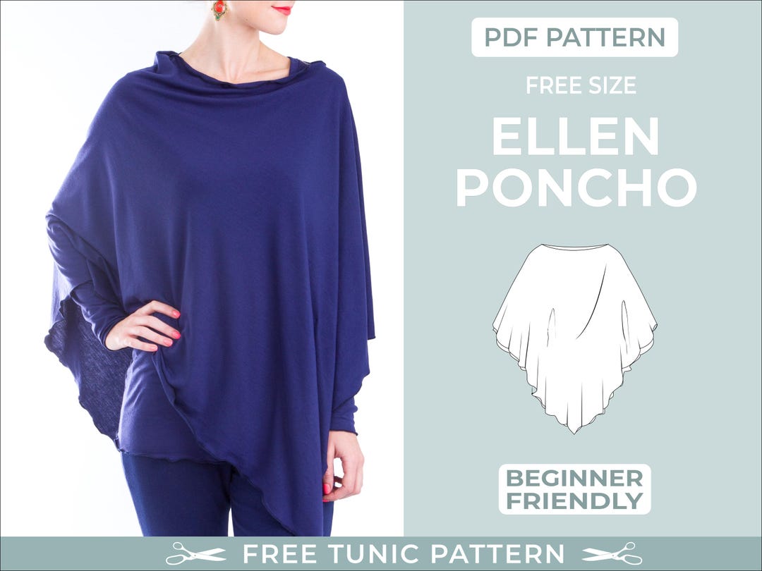 Poncho Sewing Pattern. Beginner Friendly Sewing Patterns | Free Size ...