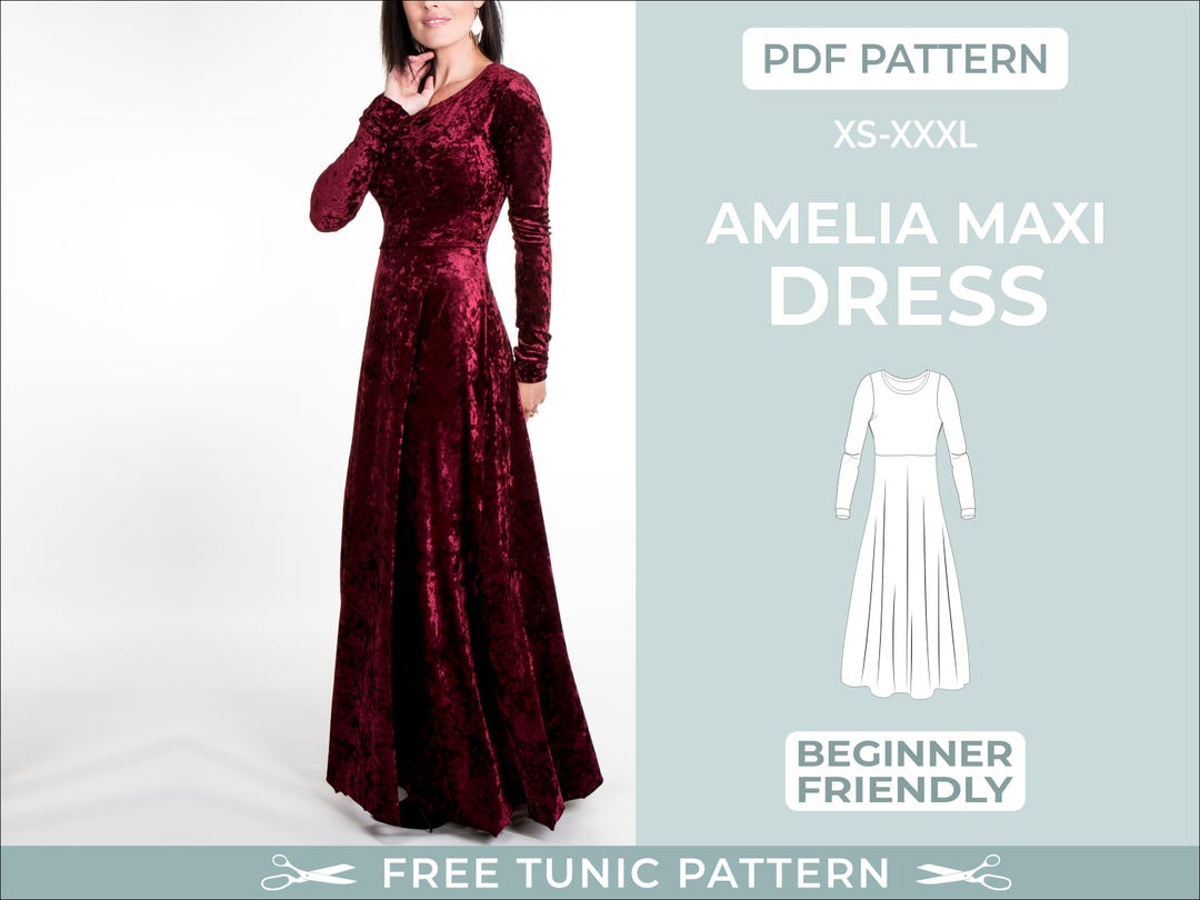 Maxi Dress Sewing Pattern. Digital PDF Sewing Pattern With Tutorial ...