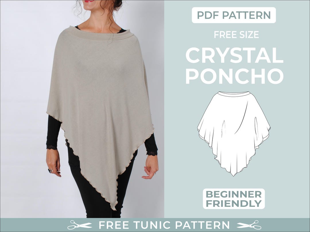Crystal Poncho Digital PDF Sewing Pattern With Tutorial | FREE SIZE ...