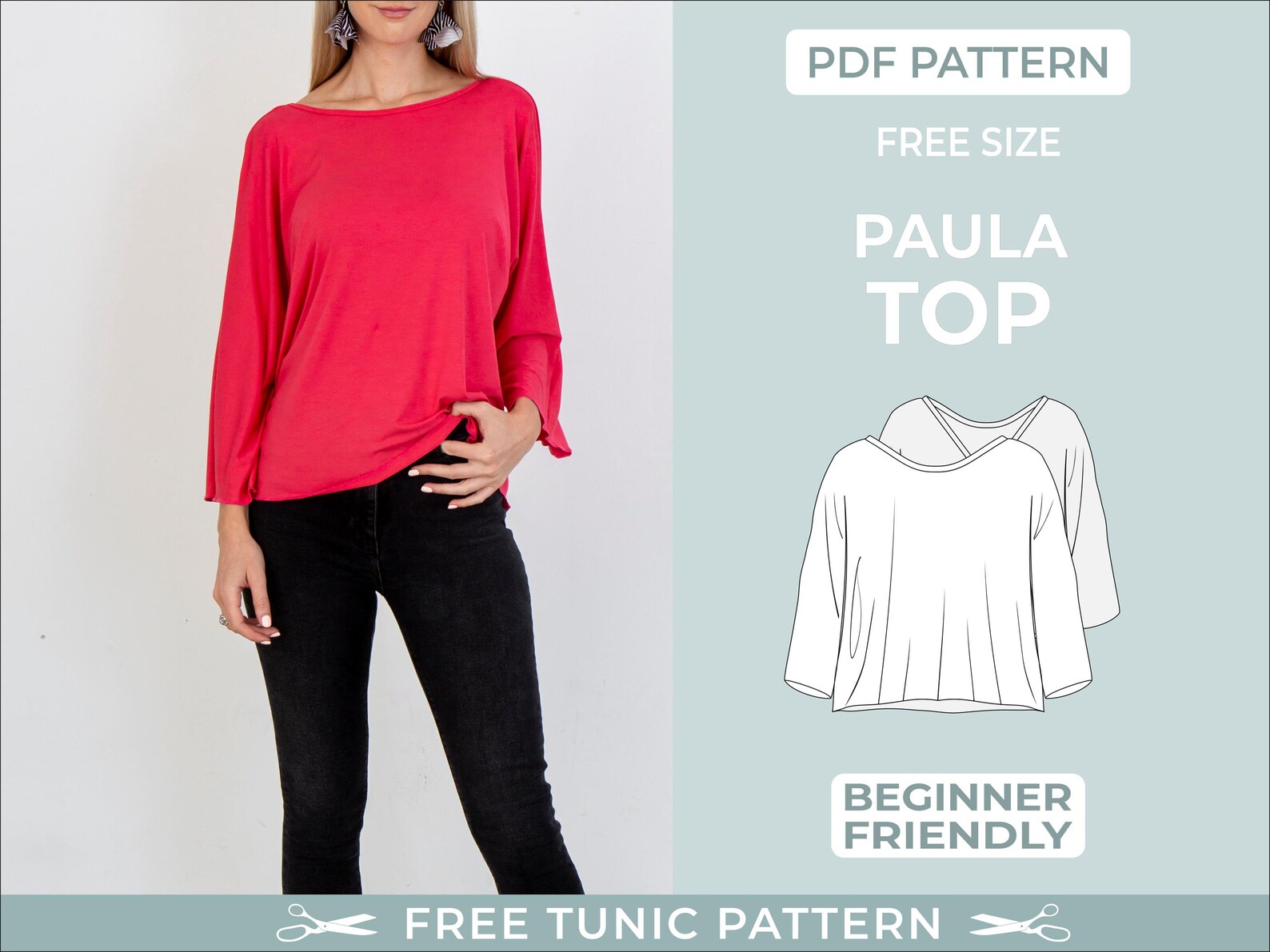 Loose Top Sewing Pattern With Tutorial | FREE SIZE | Easy Beginner ...