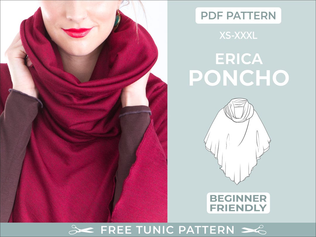 Poncho Sewing Pattern With Tutorial | FREE SIZE | Easy Beginner ...