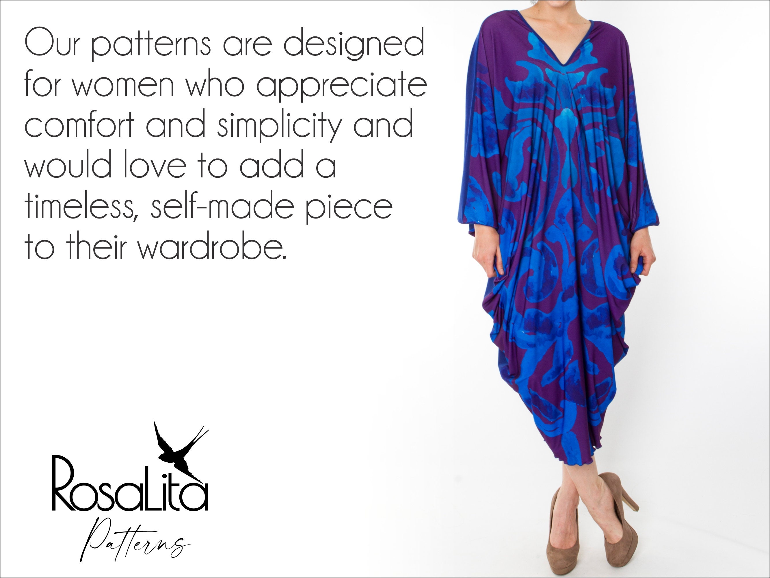 Ruby Kaftan Dress Digital PDF Sewing Pattern With Tutorial free-size ...
