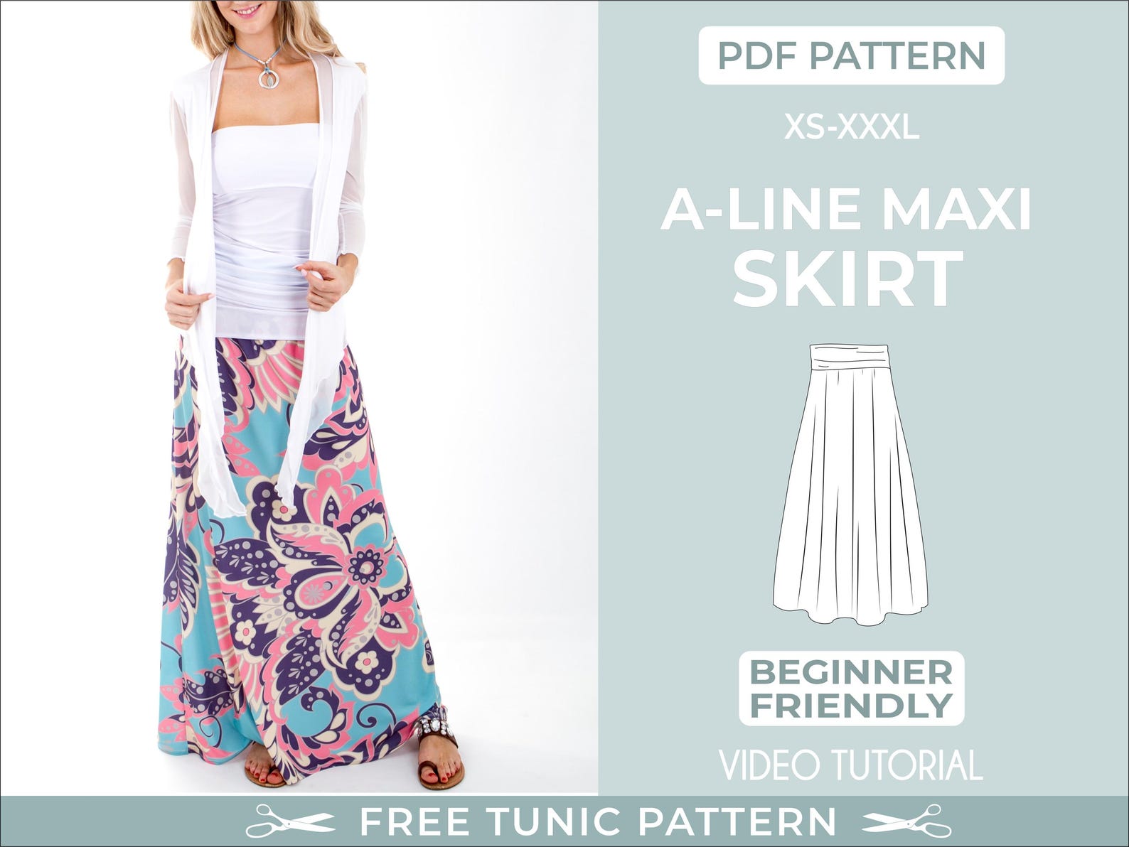 Maxi A-line Skirt Sewing Pattern. Digital PDF Sewing Pattern With ...