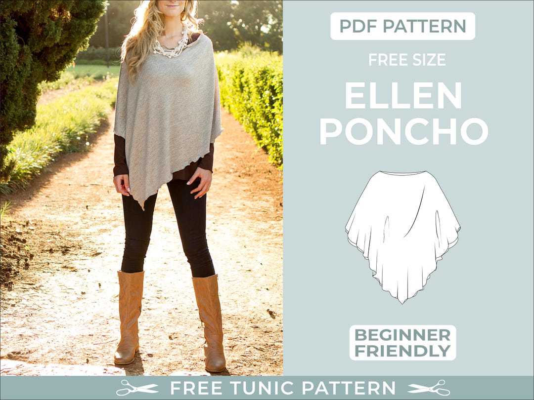 Poncho Sewing Pattern. Beginners-friendly Sewing Pattern | Free Size ...