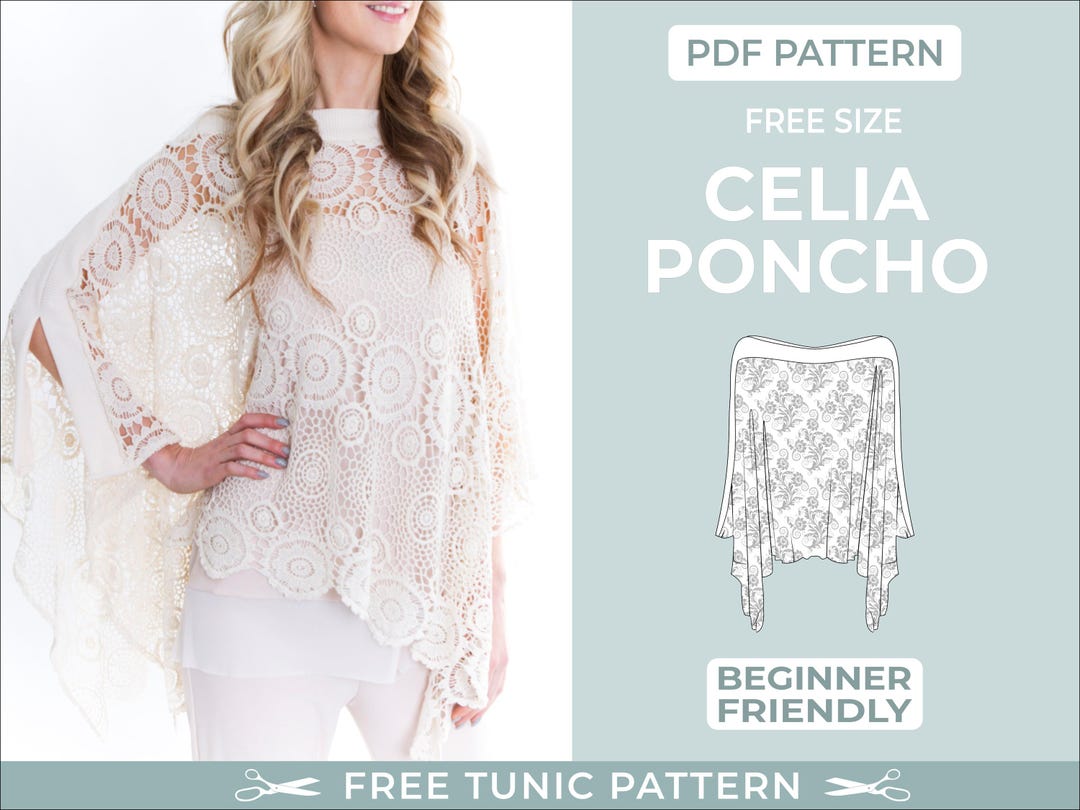 Poncho Sewing Pattern With Tutorial | FREE SIZE | Easy Beginner ...