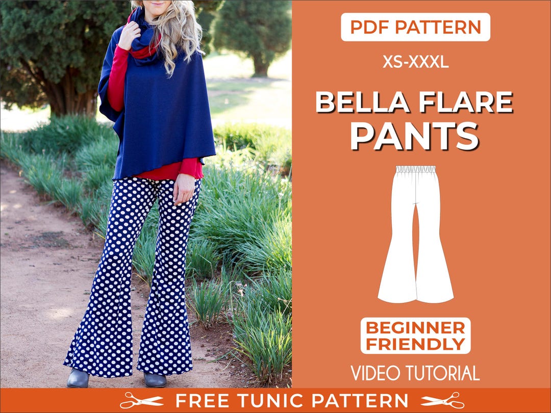 Flare Trousers High-waisted With Elasticated Finish XS-XXXL Easy ...