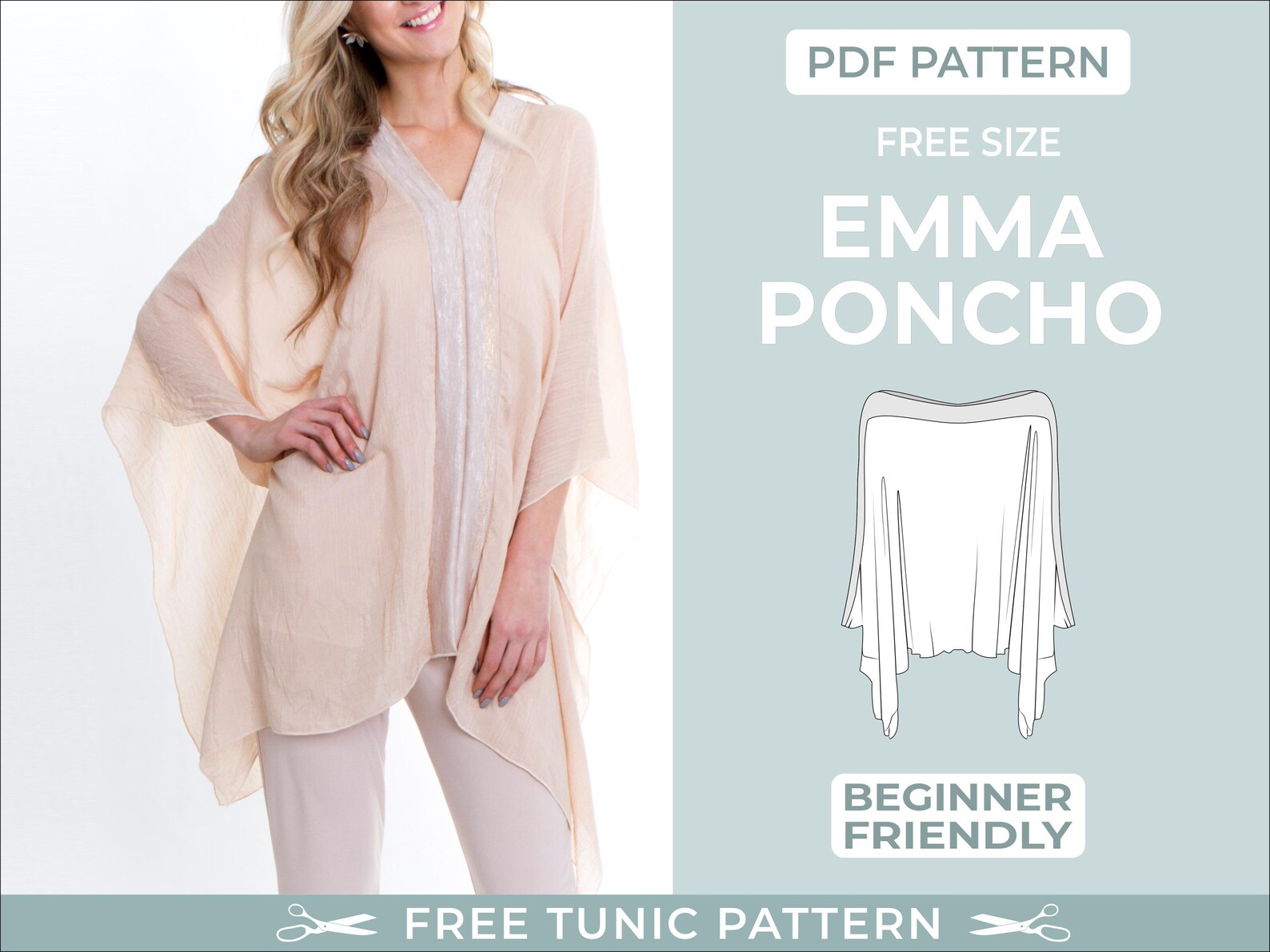 Poncho Sewing Pattern | FREE SIZE | Easy Beginner-friendly Sewing ...