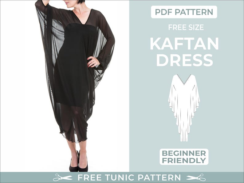 Kaftan Dress Sewing Pattern. Digital PDF Sewing Pattern With Tutorial ...