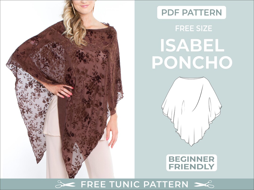 Poncho Sewing Pattern With Tutorial | FREE SIZE | Easy Beginner ...