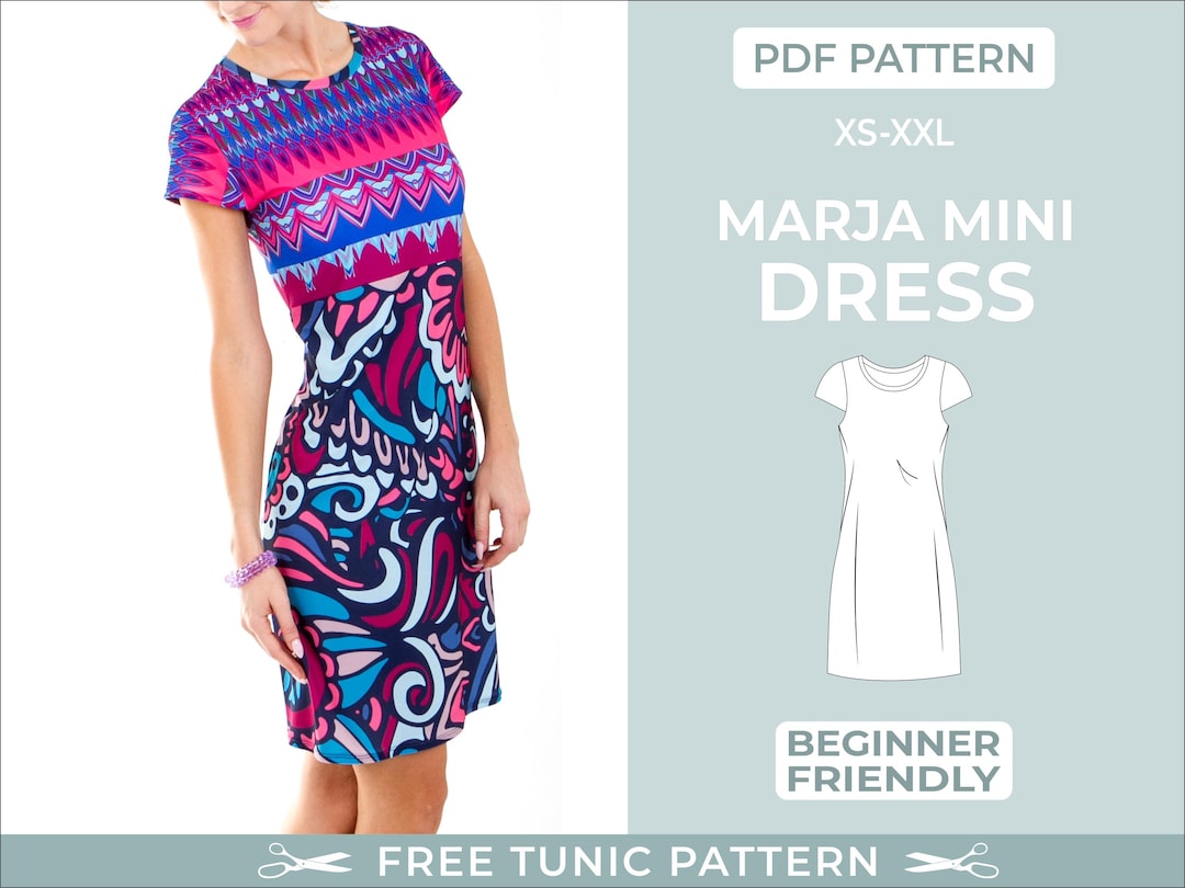 DIY Mini Dress Sewing Pattern. | Xs-xxl | Easy Beginner-friendly Sewing ...