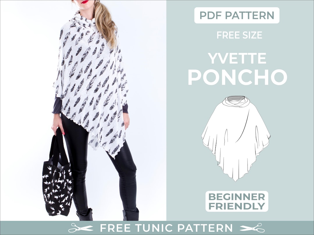Poncho Sewing Pattern With Tutorial | FREE SIZE | Easy Beginner ...