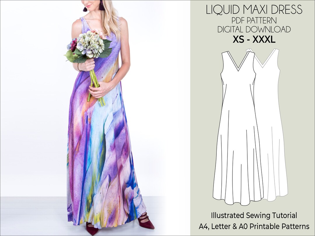 Sleeveless Summer Maxi Dress PDF Pattern Beginner-friendly Sewing ...