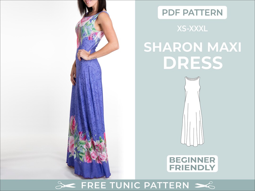 Sleeveless Maxi Dress Sewing Pattern |XS-XXXL| Easy Beginner-friendly ...