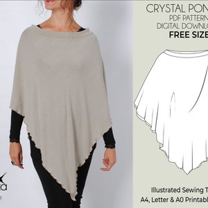 Crystal Poncho Digital PDF Sewing Pattern With Tutorial FREE SIZE Easy ...