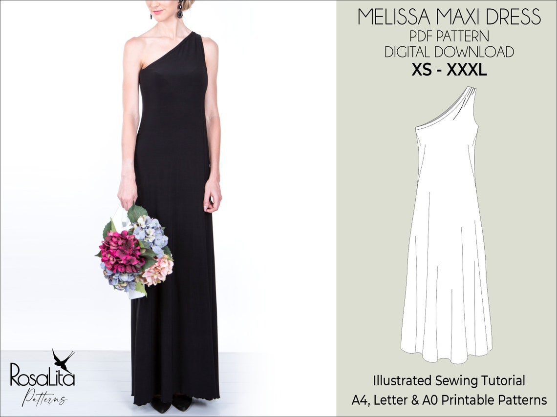 Melissa Maxi Dress Digital PDF Sewing Pattern With Tutorial XS-XXXL ...