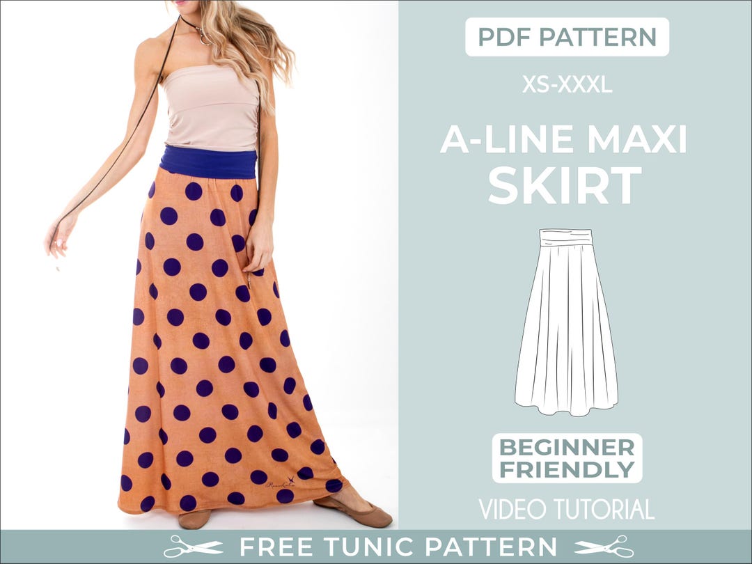Maxi A-line Skirt Pattern. Digital PDF Sewing Pattern With Tutorial | A-line |XS-XXXL| Easy ...