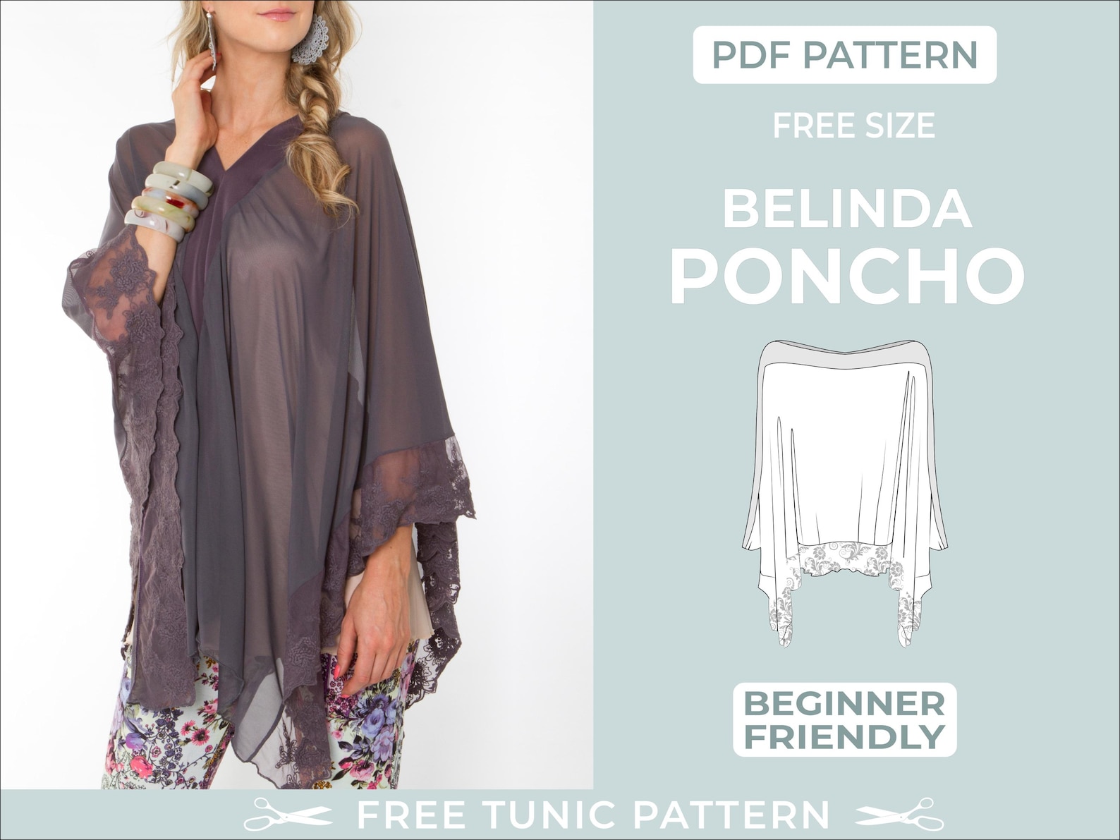 Poncho Sewing Pattern | FREE SIZE | Easy Beginner-friendly Sewing ...
