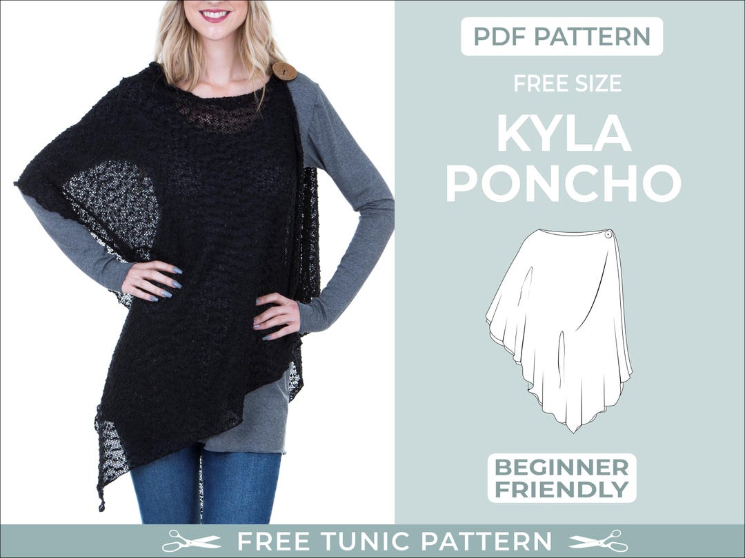 Poncho Sewing Pattern With Tutorial | FREE SIZE | Easy Beginner ...