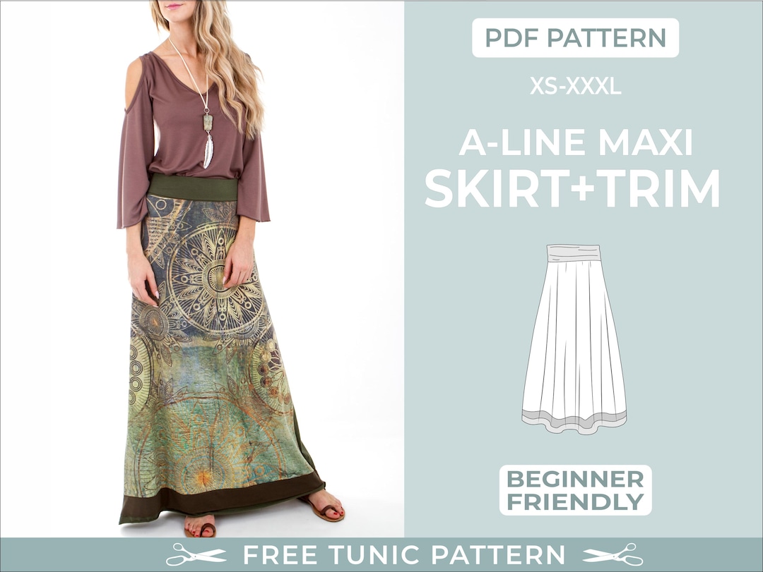 Maxi A-line Skirt Sewing Pattern. PDF Sewing Pattern With Tutorial | A ...
