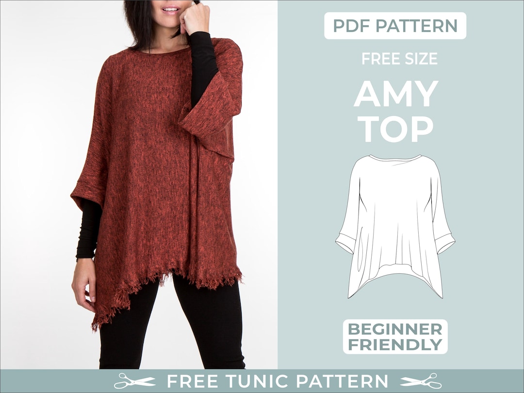 Loose Top Sewing Pattern With Tutorial |free Size, XS-XXXL| Easy ...