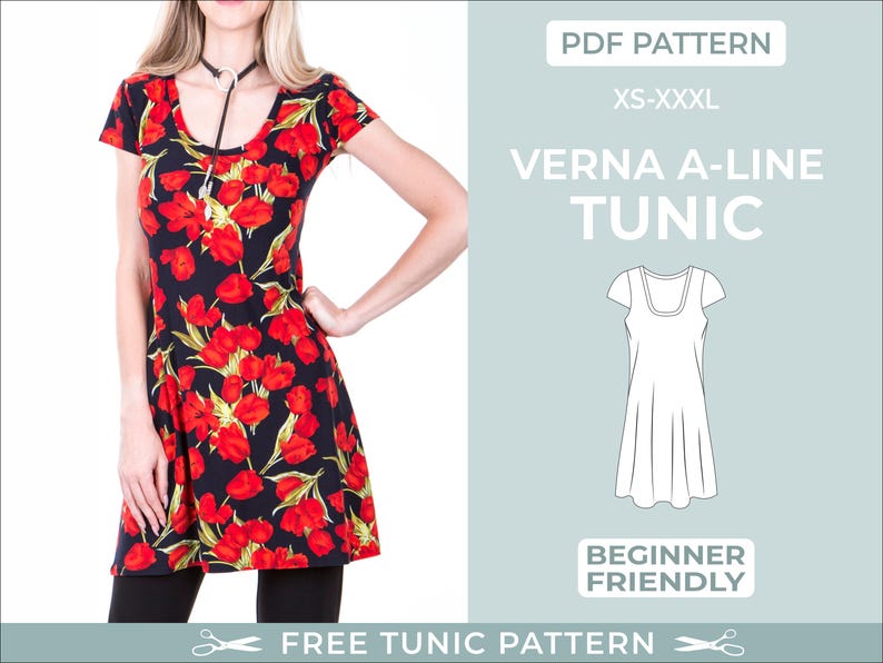 A-line Tunic Sewing Pattern. Digital PDF Sewing Pattern With Tutorial ...