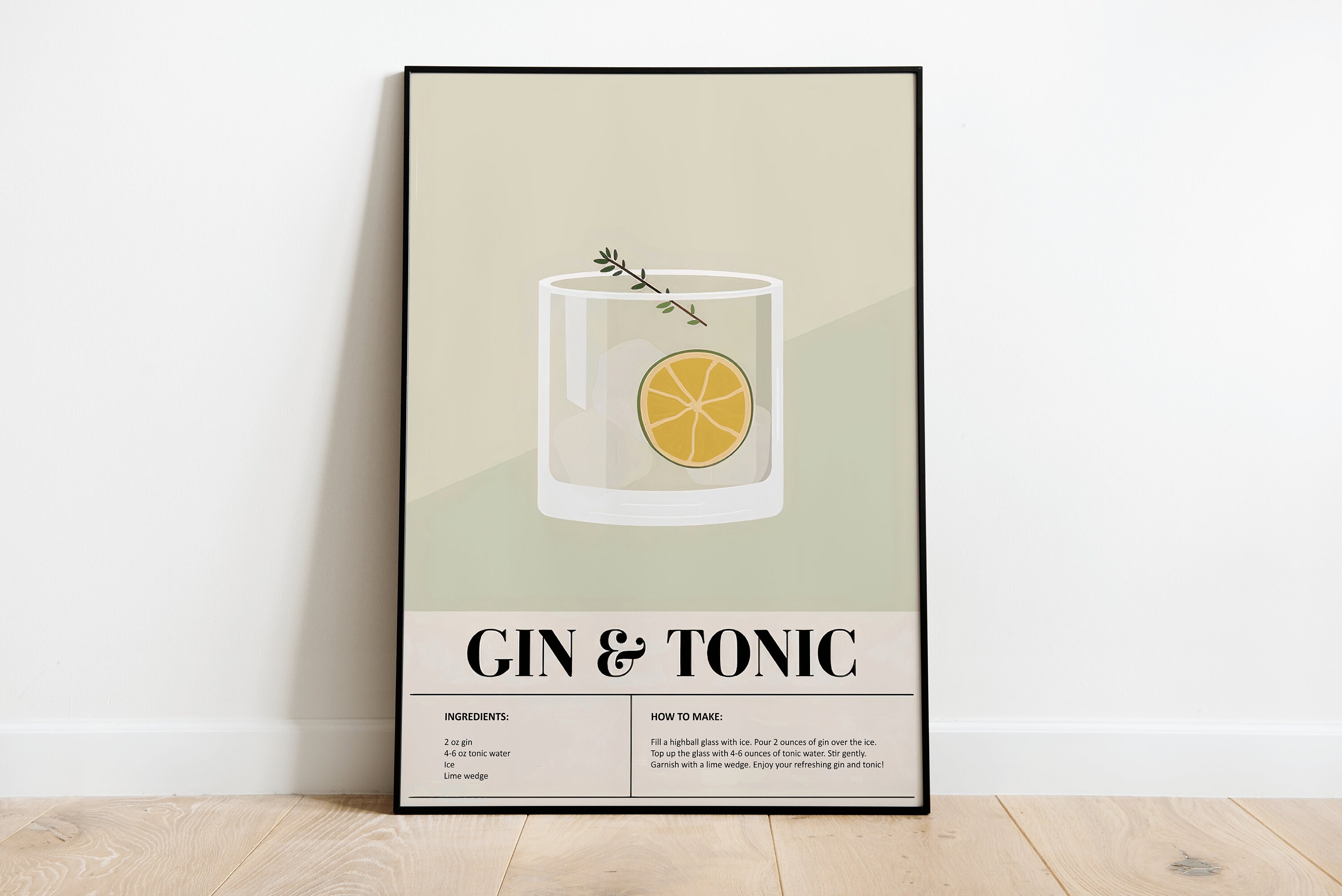 Gin and Tonic Poster Drink Poster Cocktail Wall Art Bar - Etsy