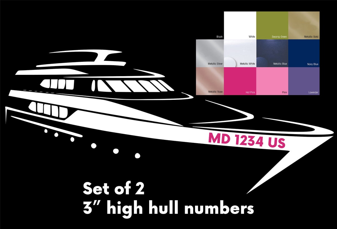 Pair of 3" Boat Numbers - Boat Decals, Registration Numbers, Boat ID ...