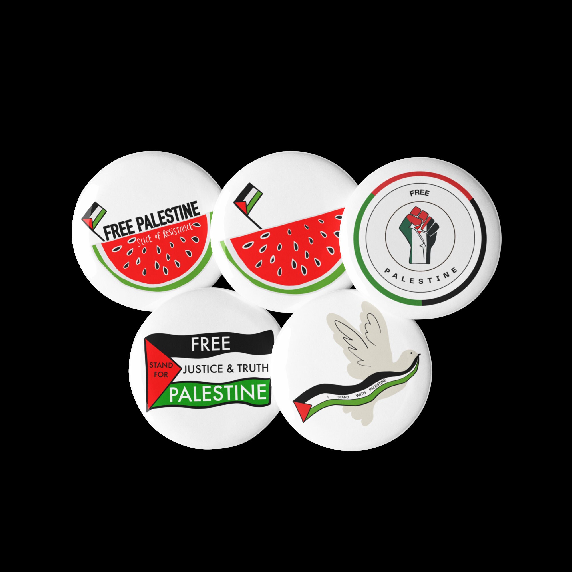 Palestine Pin Buttons Set of 5 Free Palestine - Etsy