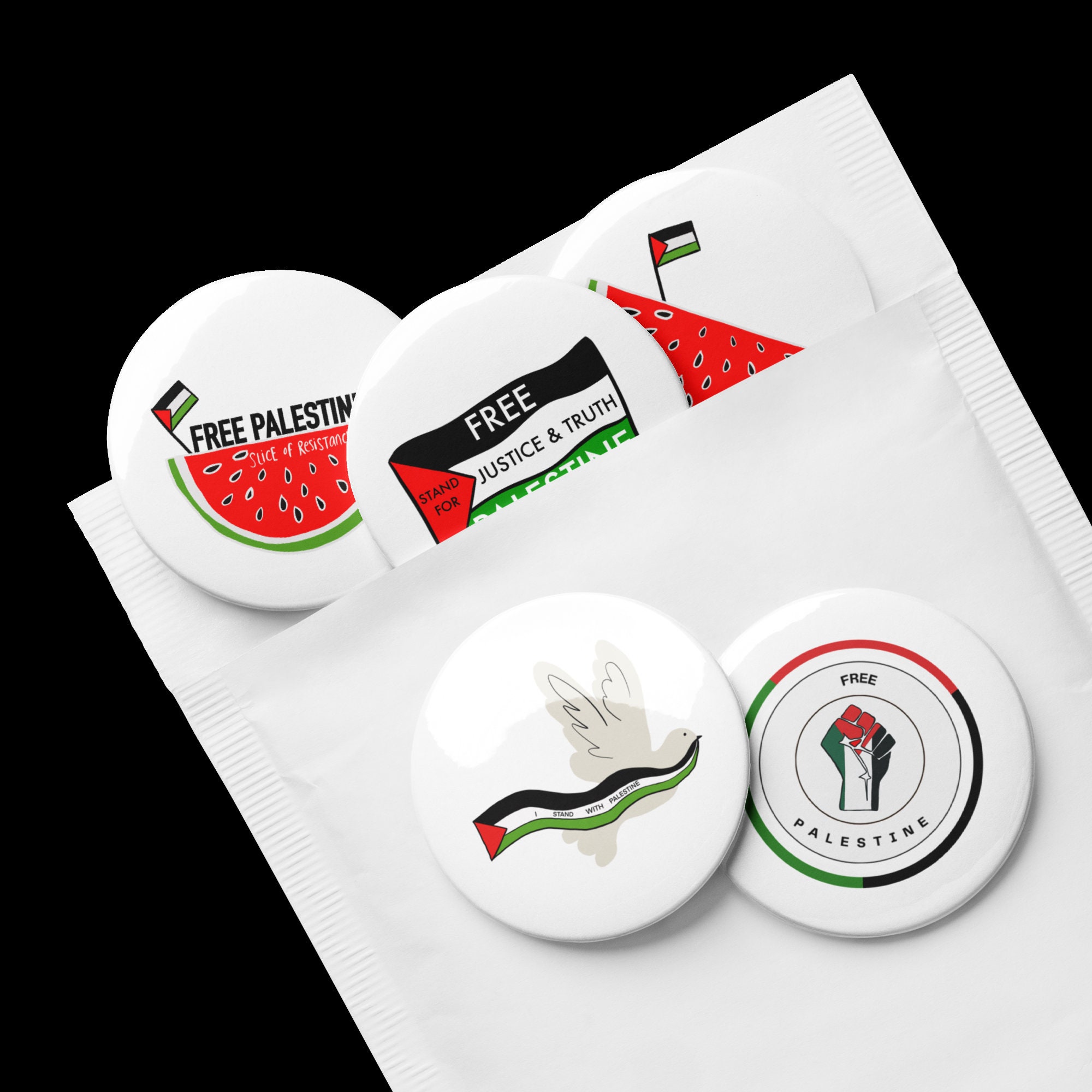 Palestine Pin Buttons Set of 5 Free Palestine - Etsy