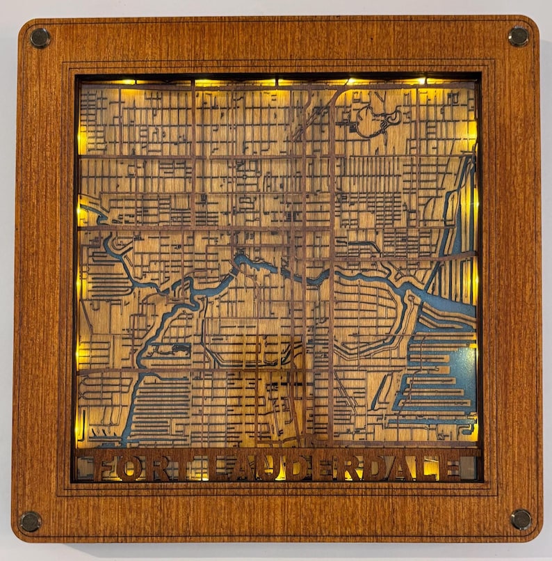 3D Wood City Map With LED Lights – Custom Laser Cut Wall Art - Etsy