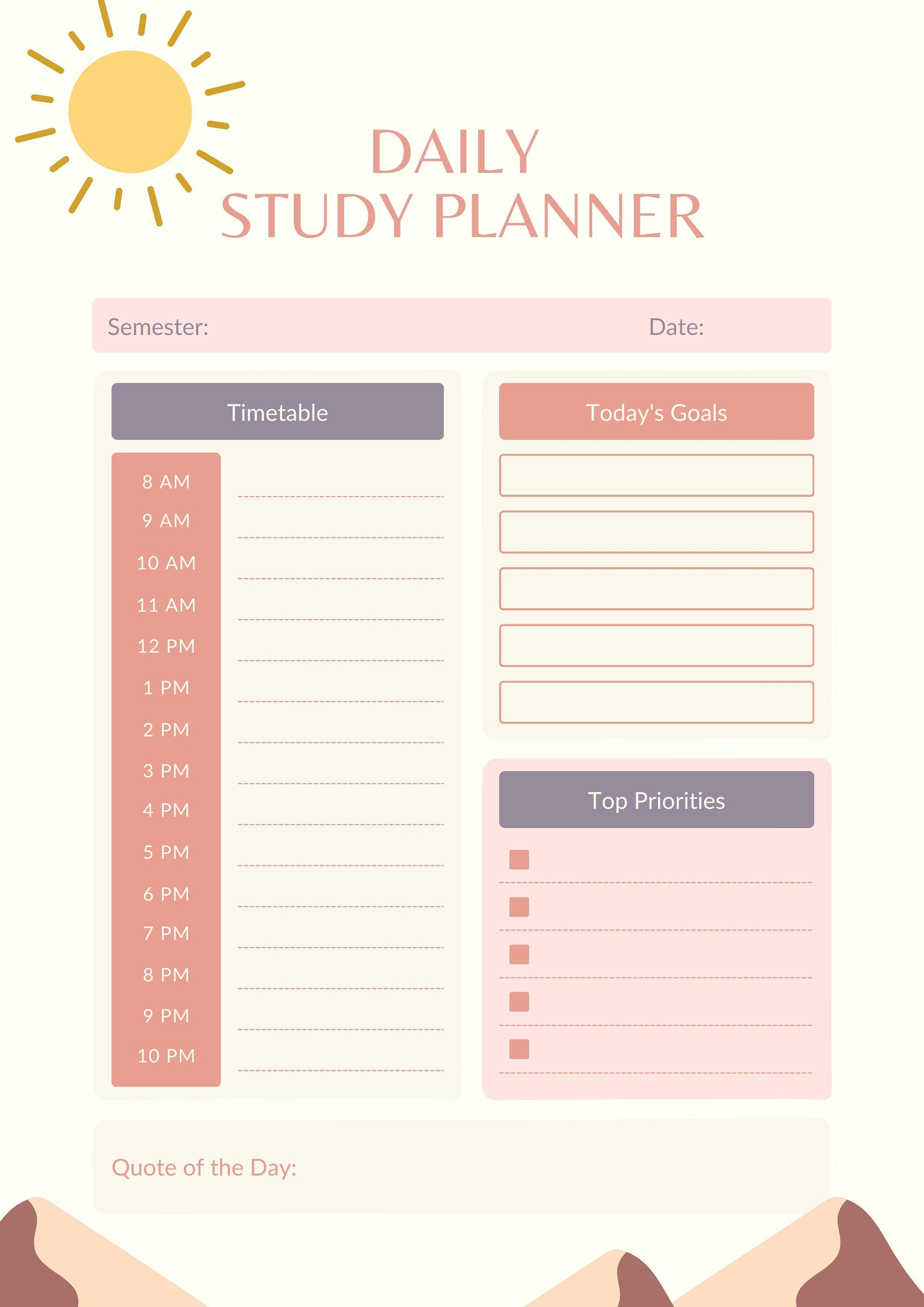 Cute and Pastel Digital, Printable Study Planner - Etsy