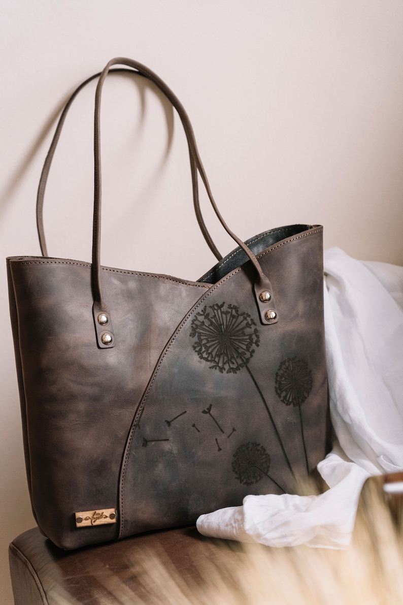 Personalised Leather Tote Bag / Women's Full Grain Leather Bag ...