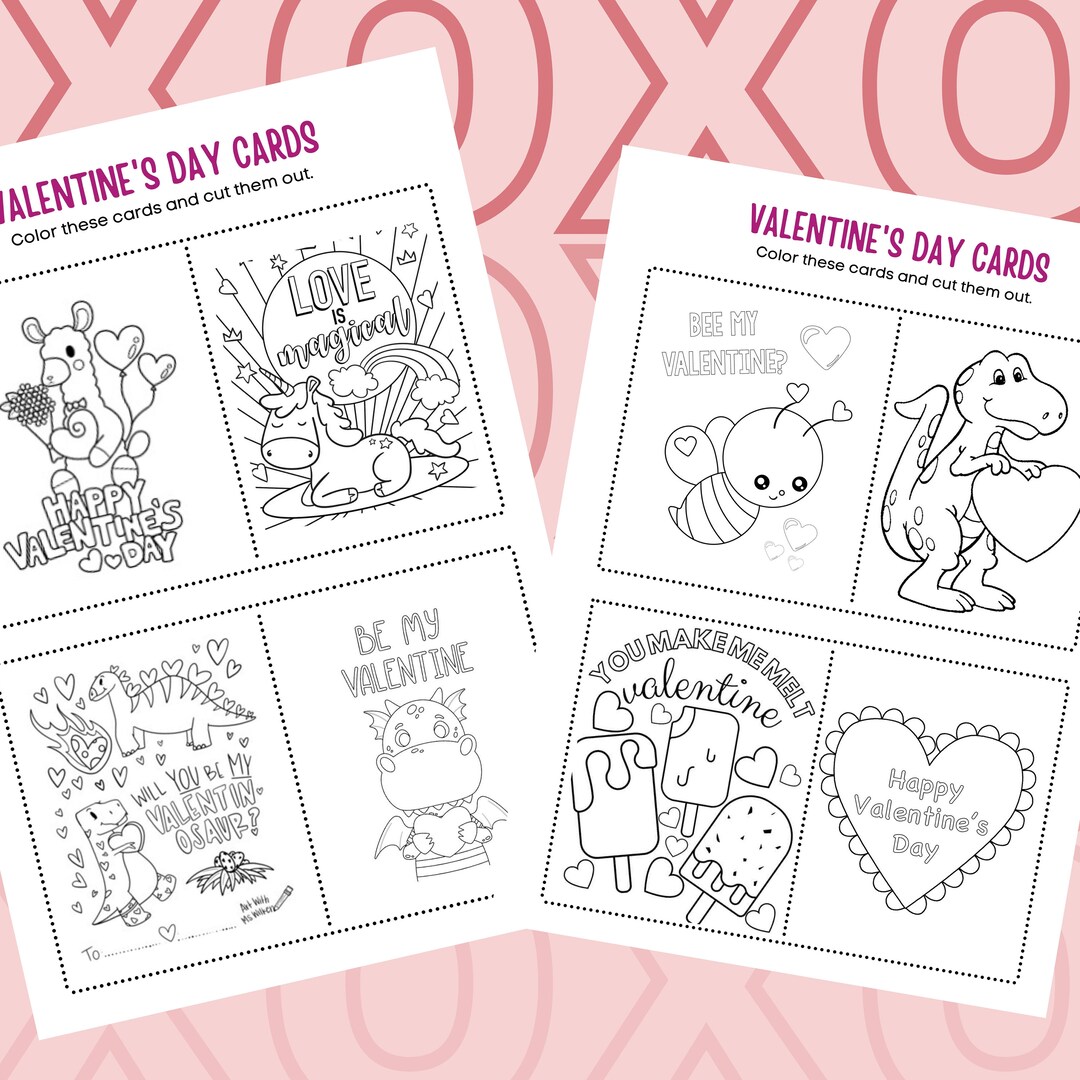 Cartes à colorier imprimables Saint-Valentin TÉLÉCHARGEMENT INSTANTANÉ ...