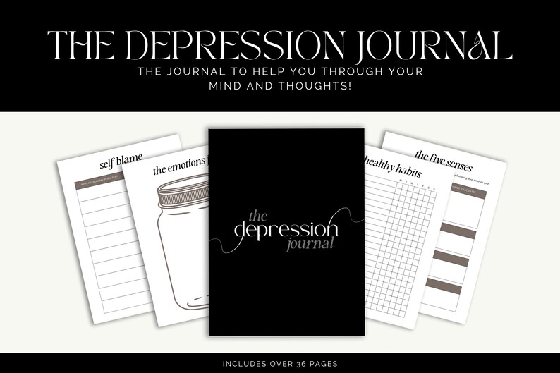 Depression Mental Health Journal Mood Tracker Therapy Worksheet CBT ...