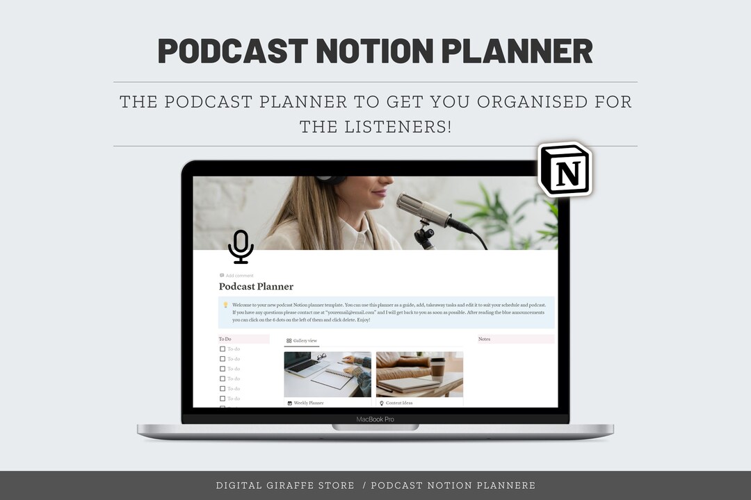 Notion Podcast Planner Template, Customisable Digital Organizer ...