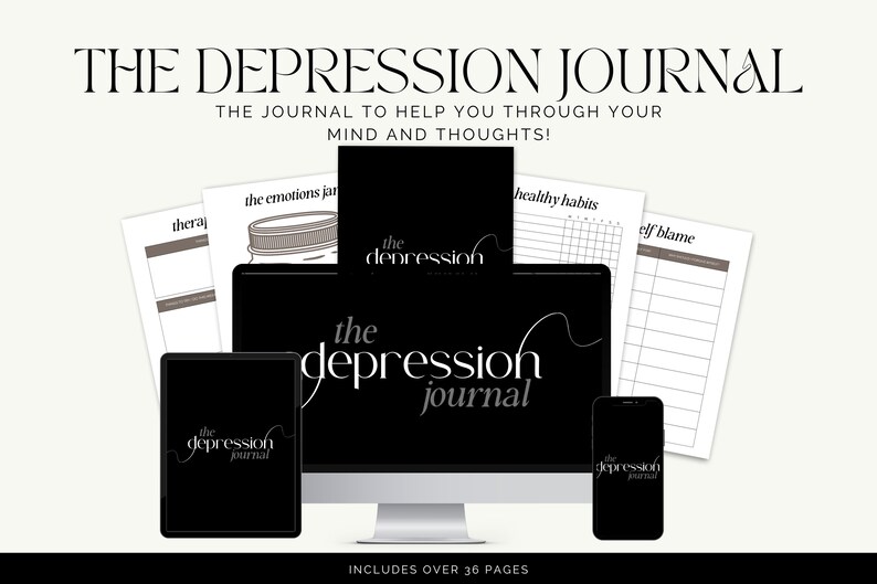 Depression Mental Health Journal Mood Tracker Therapy Worksheet CBT ...
