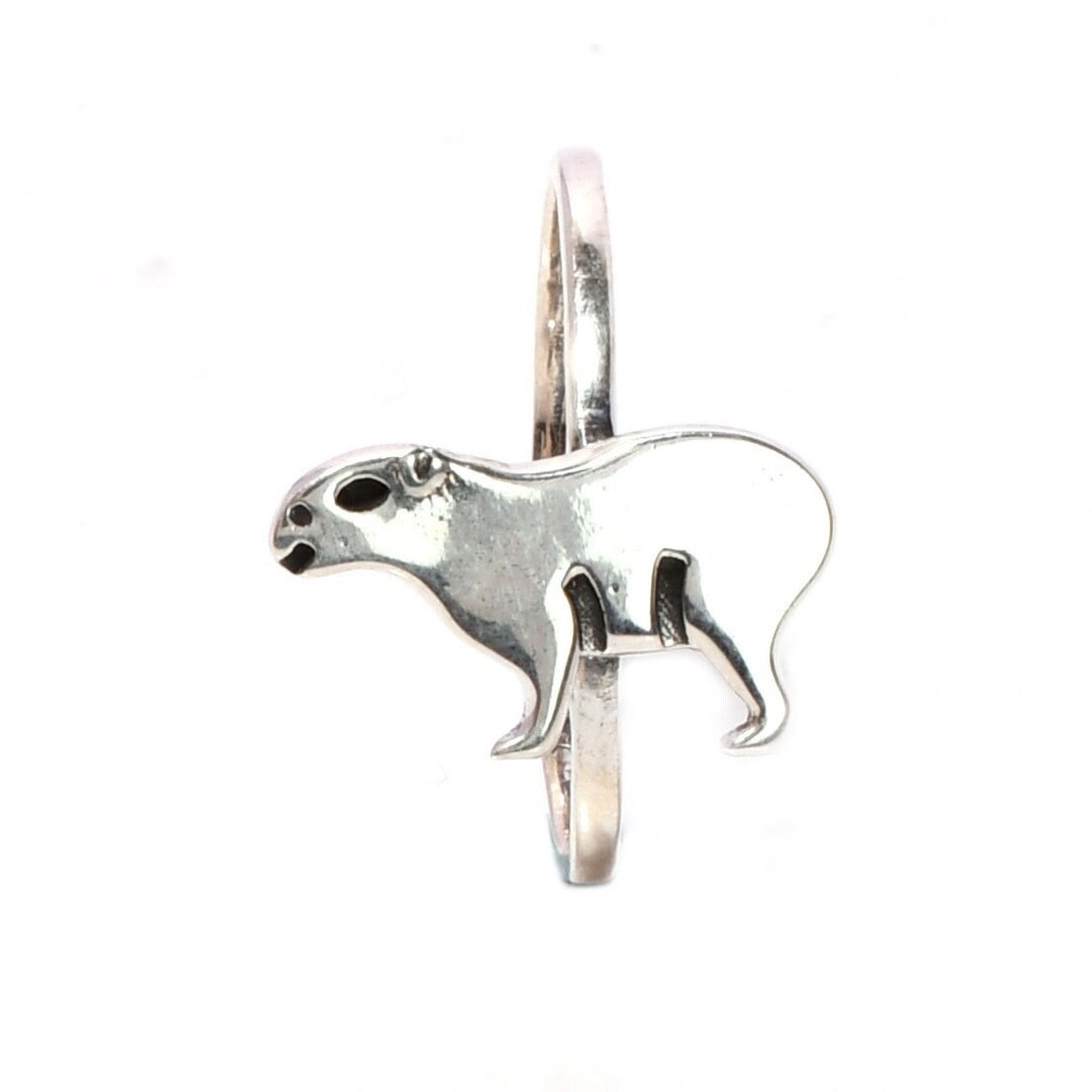 Tiny Capybara Solid Sterling Silver Ring , Capybara Everyday Ring ...