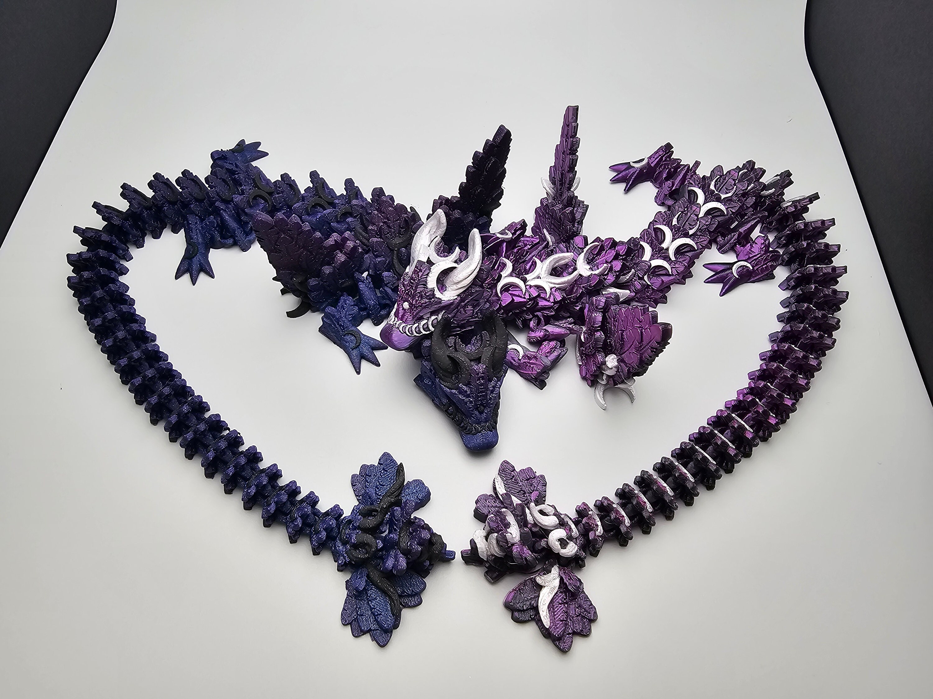 Winged Lunar Style Dragon Custom Color Gradients, Dragon Decoration 3D ...