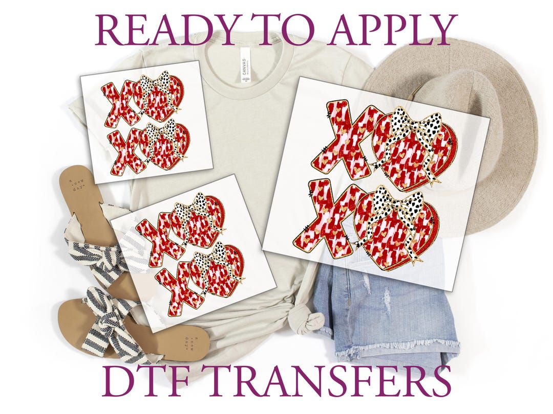 XO XO Cow Print Valentine DTF Decal Transfer Ready to Press Transfers ...