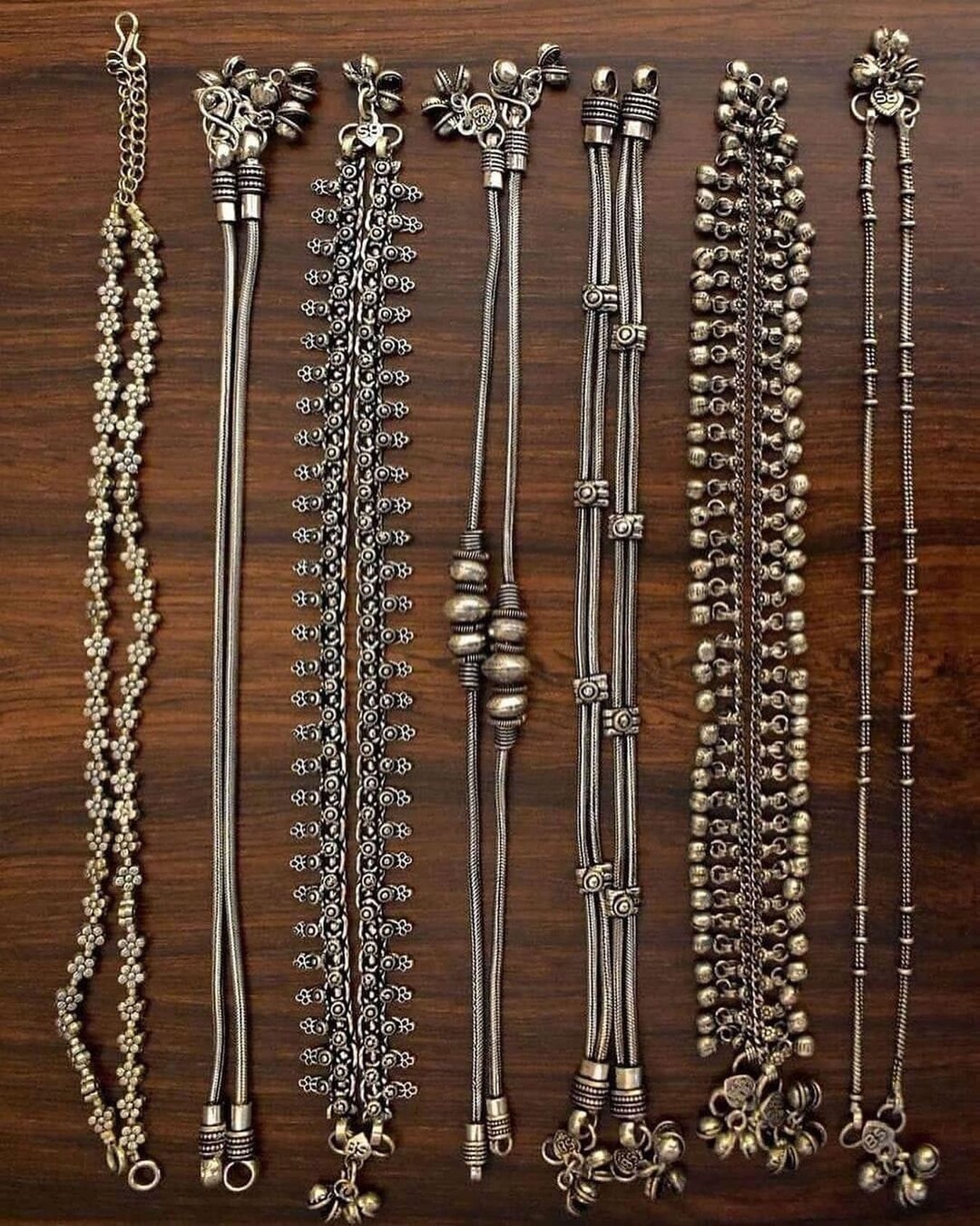 Silver Anklet, Strand Anklet, Oxidised Anklet, Bollywood Jewelry, Easy ...