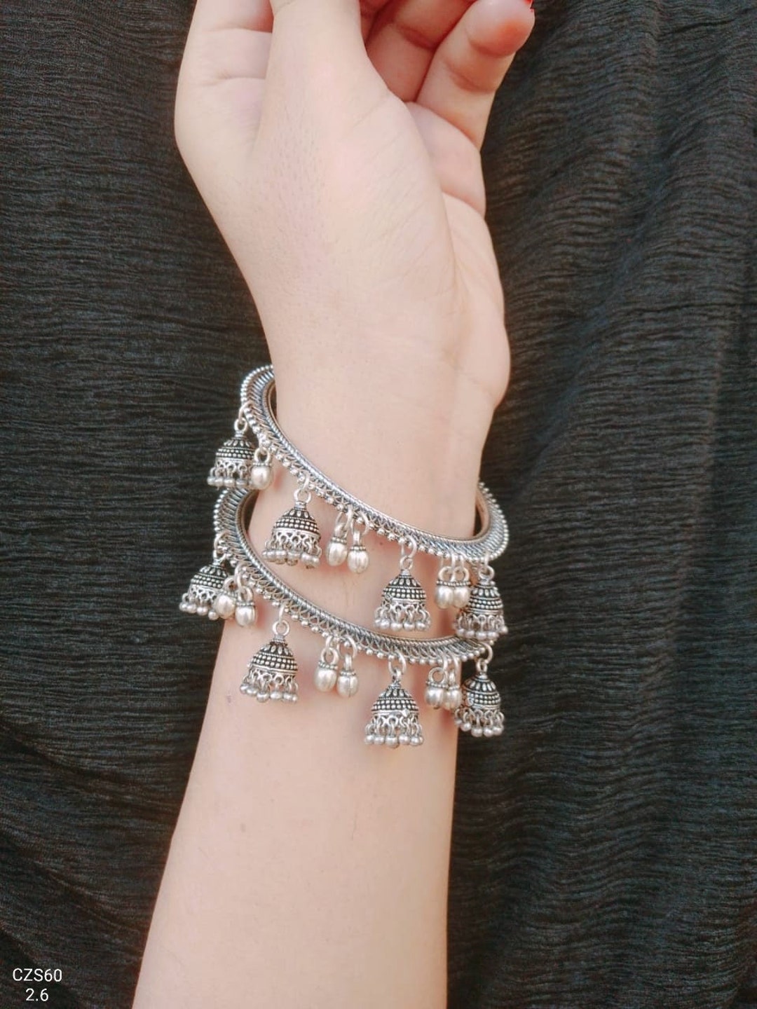 Bangle Set, Ghungroo Indian Jewelry, Oxidised German Silver Bangle Set, Silver Oxidised Bangles ...