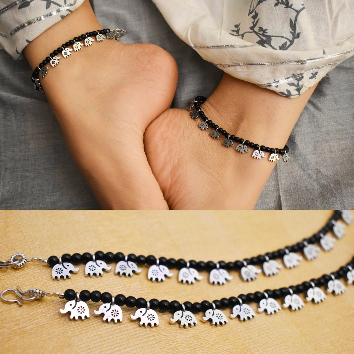Silver Anklet, Strand Anklet, Oxidised Anklet, Bollywood Jewelry, Easy ...