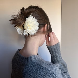Elegant Beige Flower Hair Claw, Organza Flower Hair Clip, Rose Hair ...
